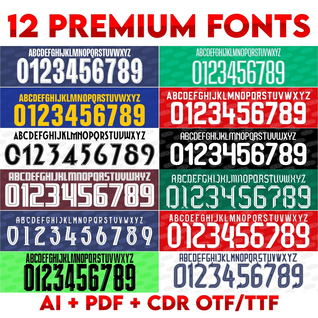 Football Jersey Font Bundle – 12 Soccer Shirt Fonts | World Cup Style ...
