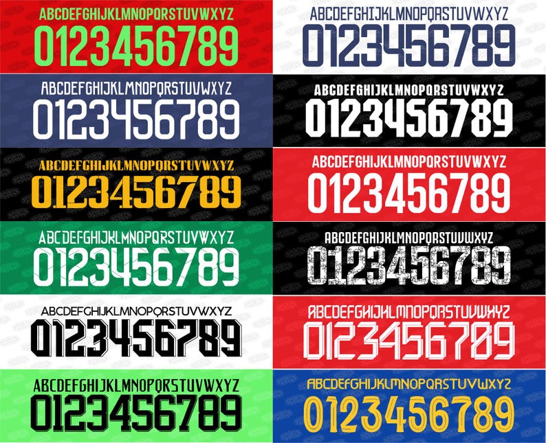 Soccer Jersey Font Bundle: 12 Football Number Styles (svg, Ttf, Otf ...