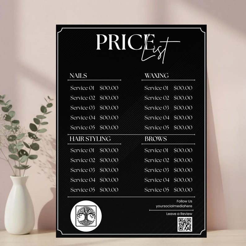 Editable Price List Template Canva | Salon Pricing Guide | Printable ...