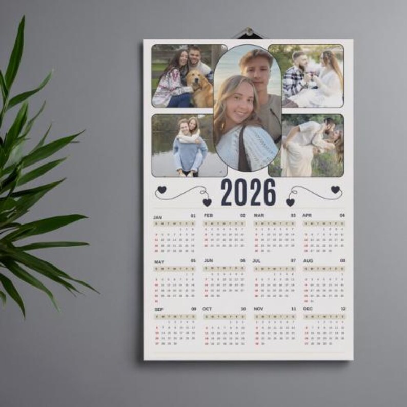 Editable Photo Calendar 2026, One Page Wall Calendar, Canva Printable ...