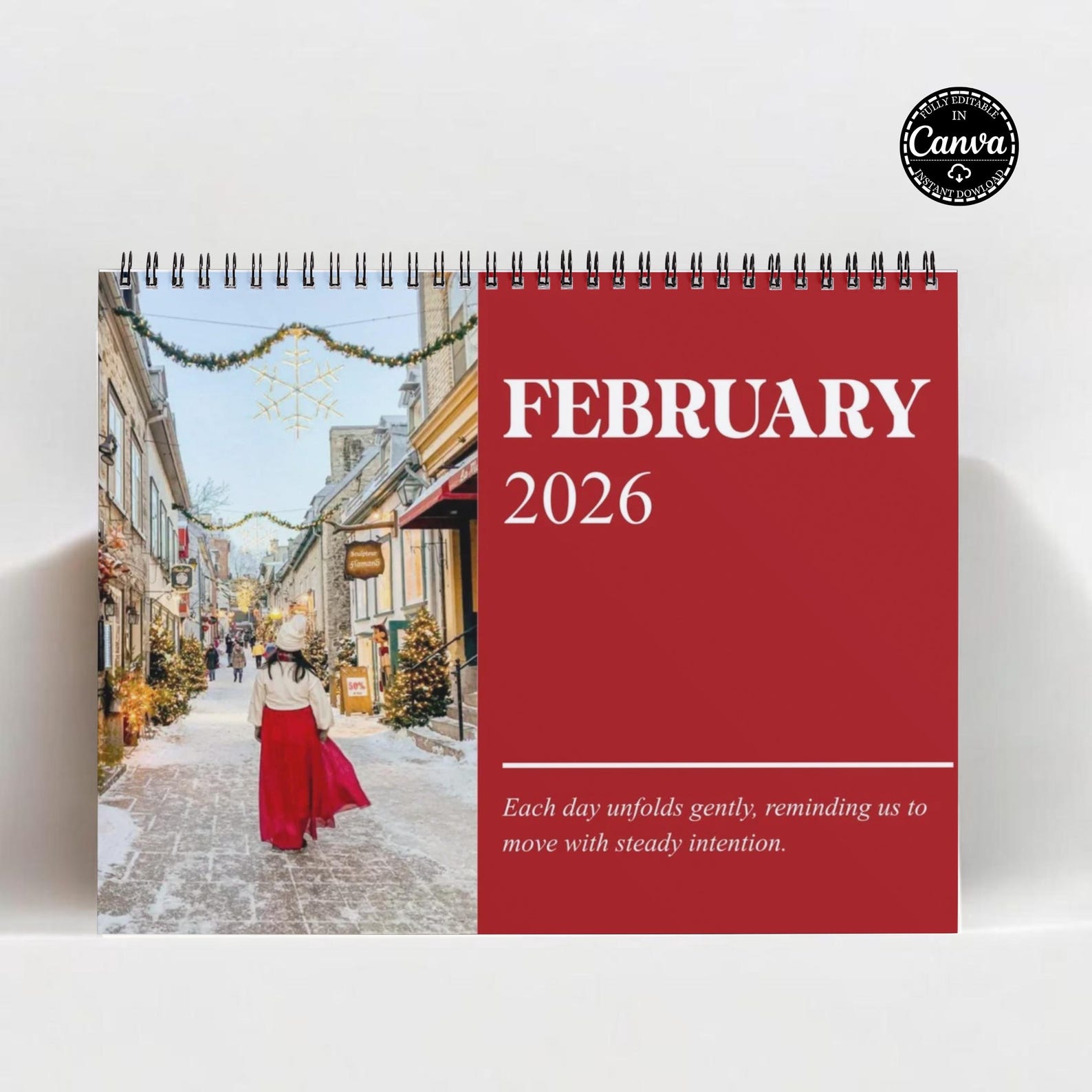 Editable Monthly Calendar Template, Custom Digital Desk Calendar 2026 ...