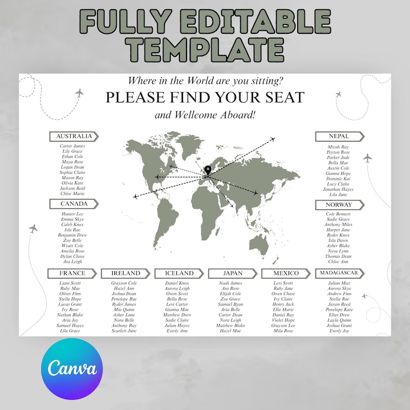 World Seating Chart - Etsy