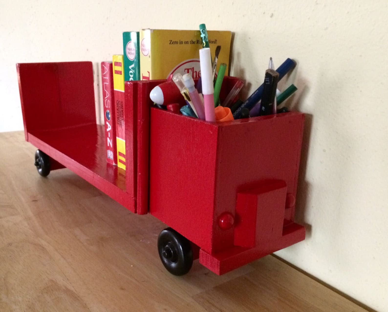 Red Truck Wall and Desk Bookcase Book Stand Organizer - Etsy