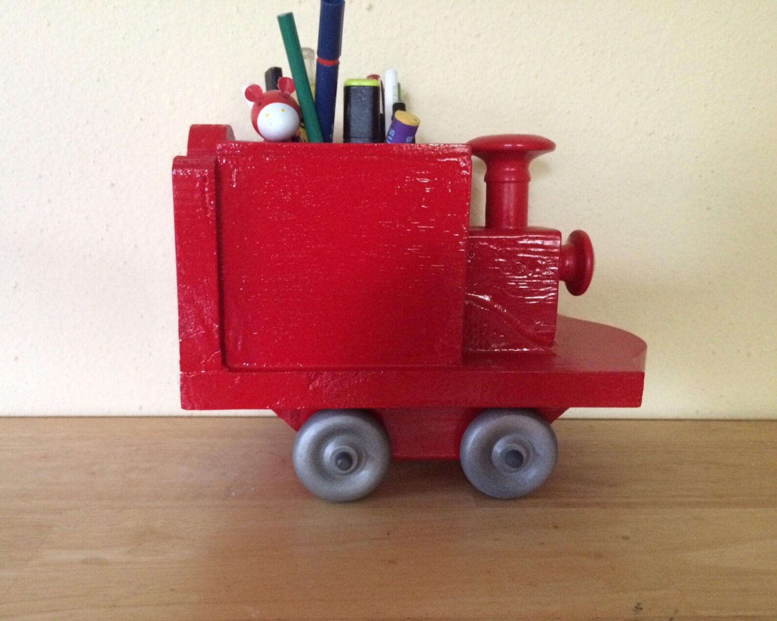 One Locomotive & Three Caboose - Little Train Collection Wood Bookcase ...