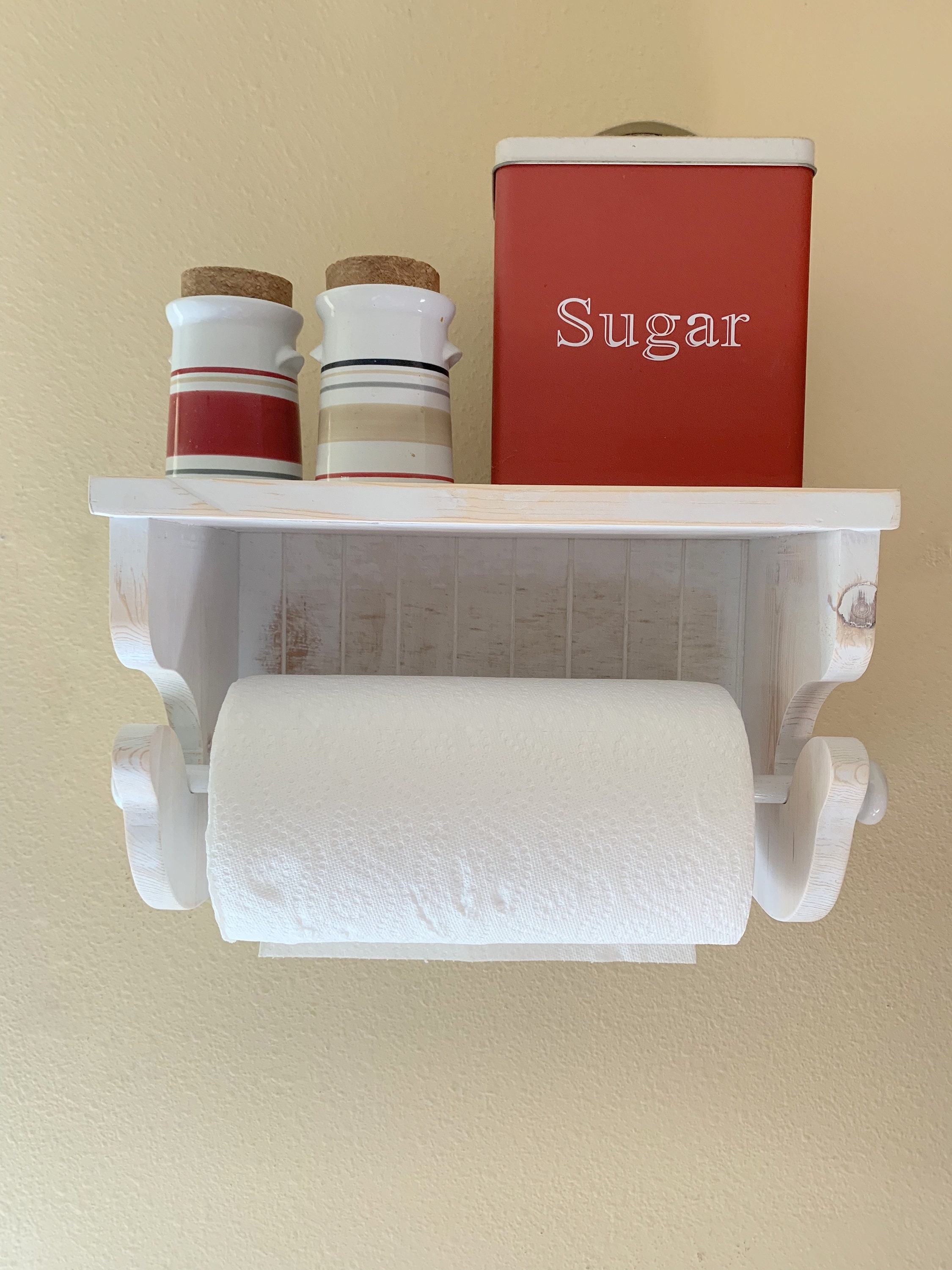 Vintage White Wood Wall Fixture Kitchen Paper Dispenser - Etsy Canada