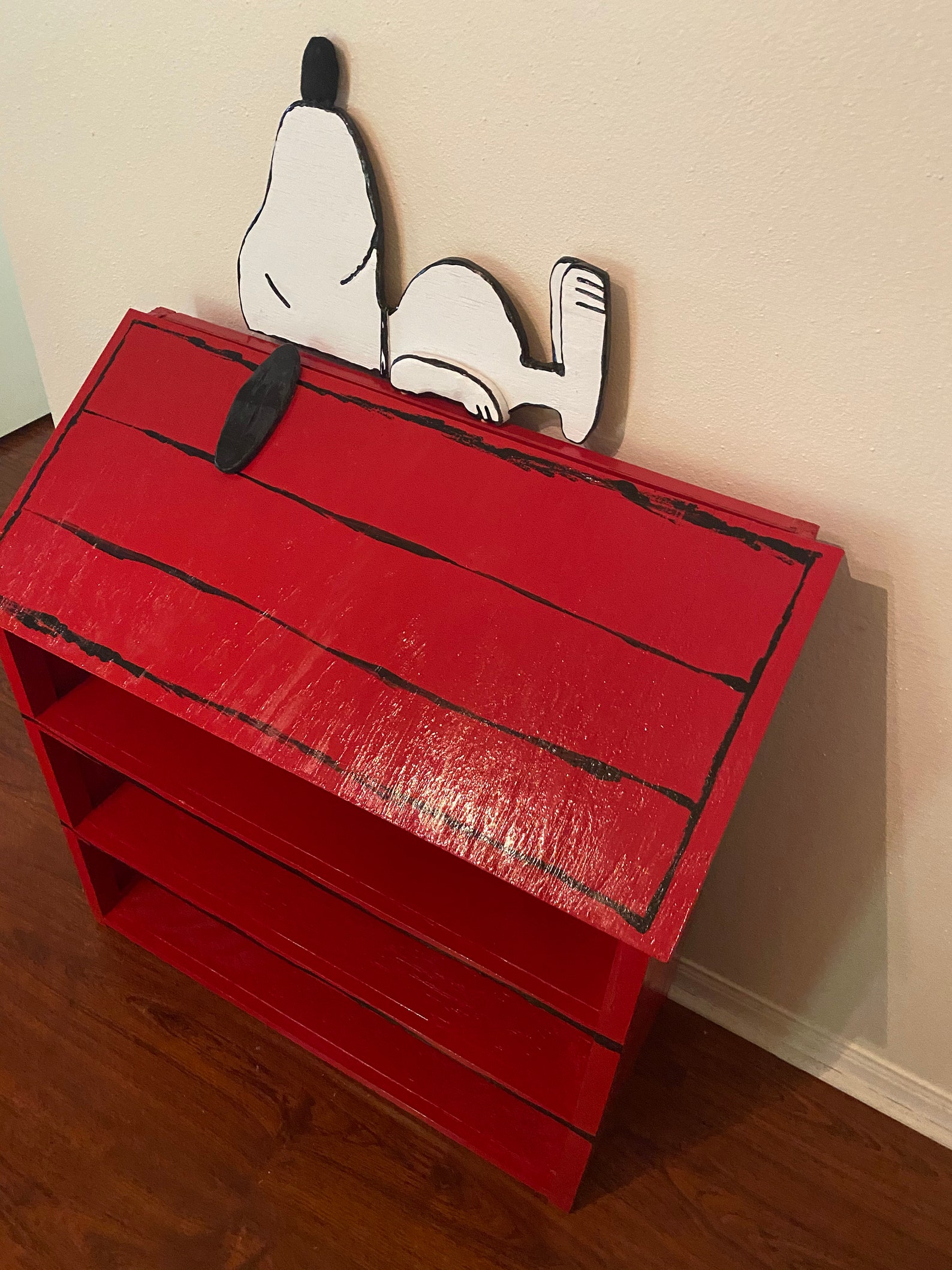 Snoopy and Red House Wood Cabinet Bookcase Toy Organizers Shoe Storage ...