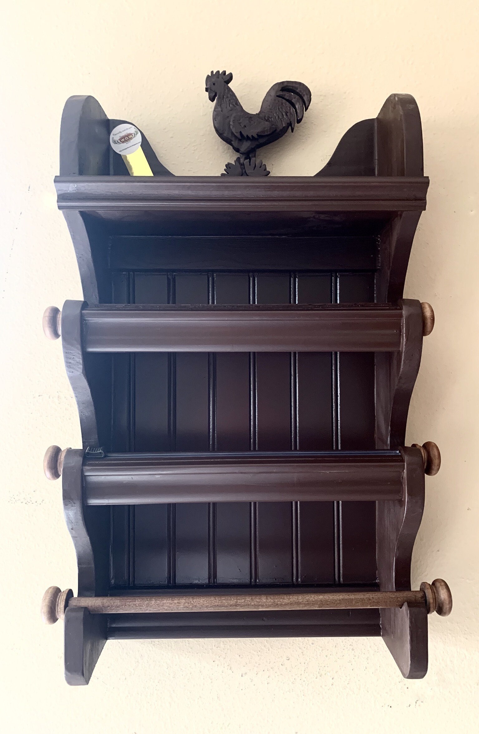 Vintage Inspired Distressed Dark Brown French Paper Rack Dispenser for ...