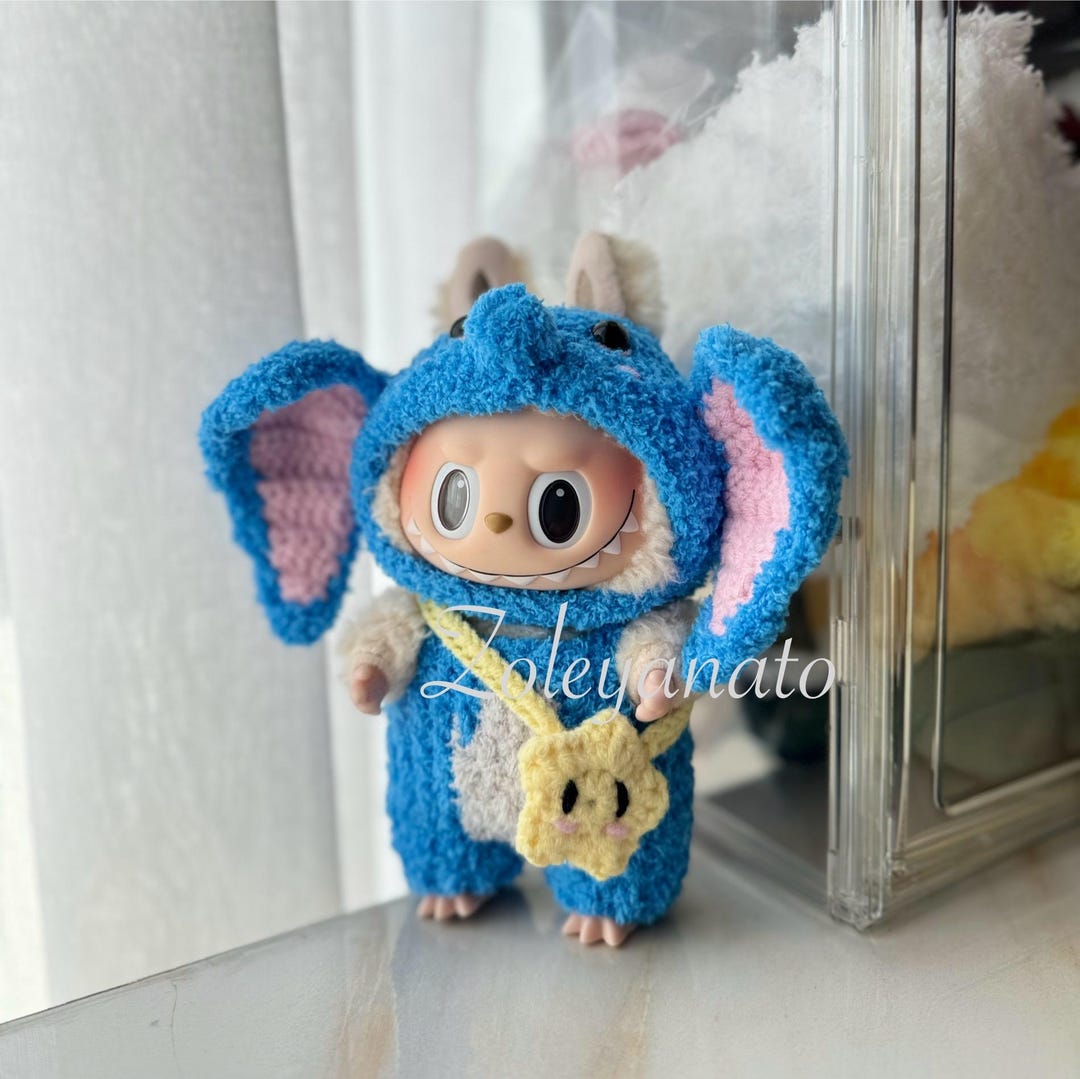 Labubu Crochet Pattern Blue Elephant Costume Outfit Accessories DIY ...