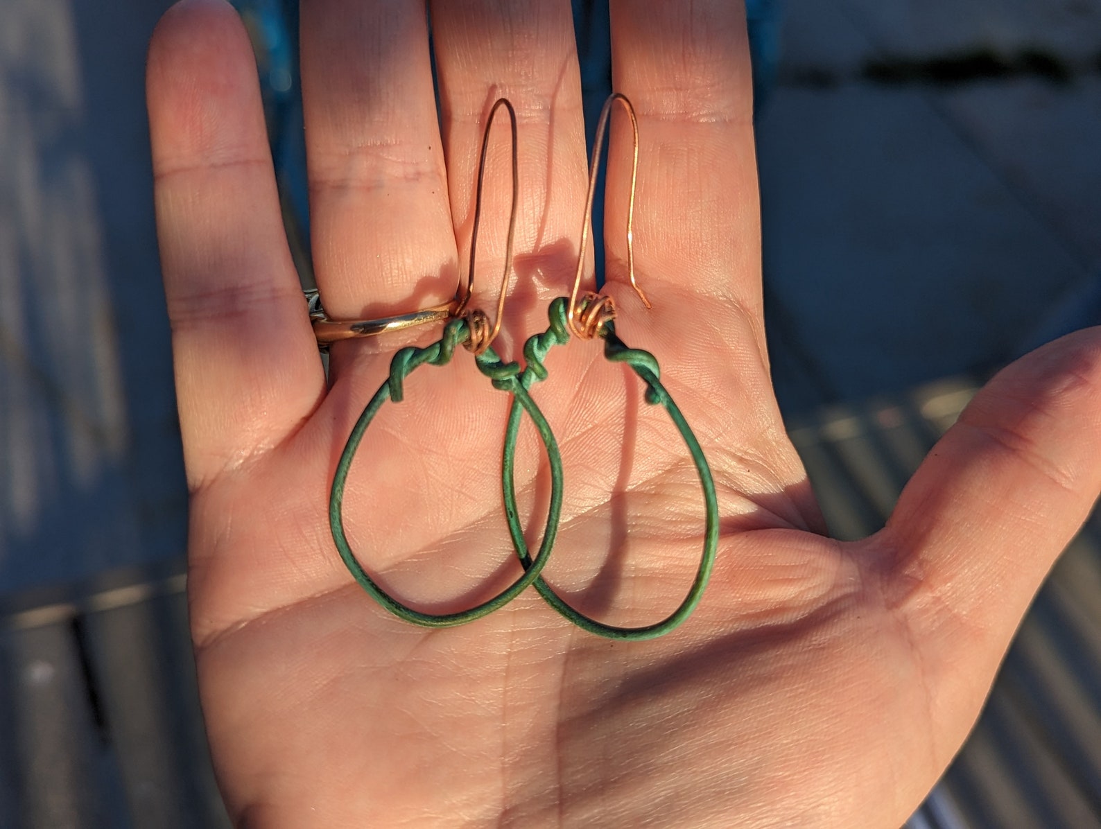 Patinaed Large Copper Wire Teardrop Hoops, 100% Copper, "sedona V2" - Etsy