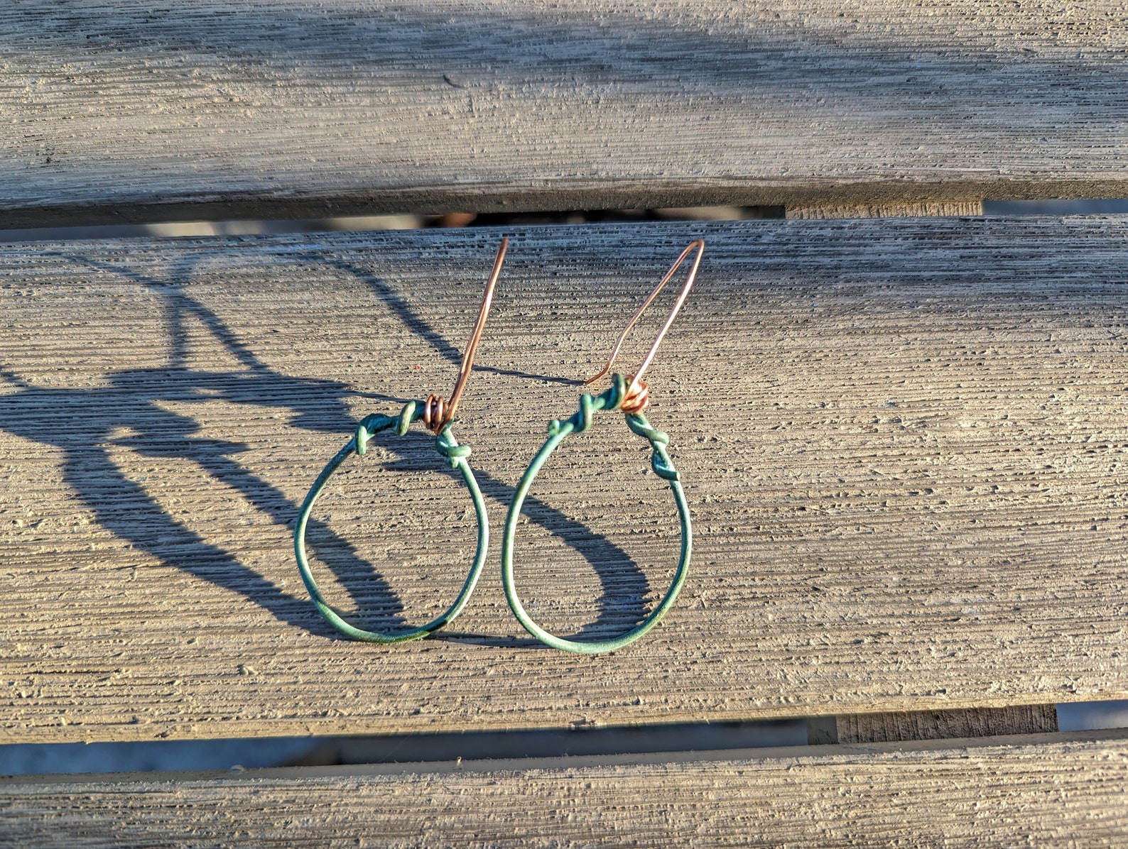 Patinaed Large Copper Wire Teardrop Hoops, 100% Copper, "sedona V2" - Etsy