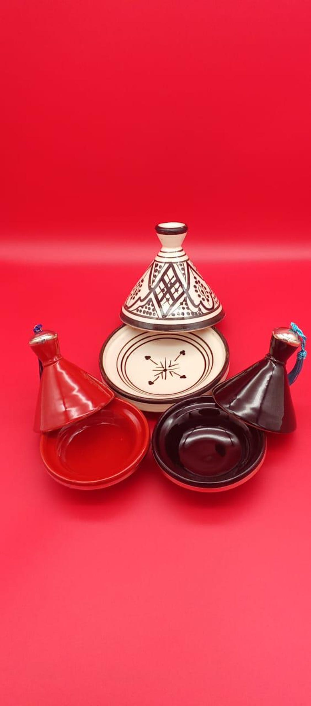 Moroccan Decorative Mini Tagine Set – Handmade Ceramic Spice Pot or ...
