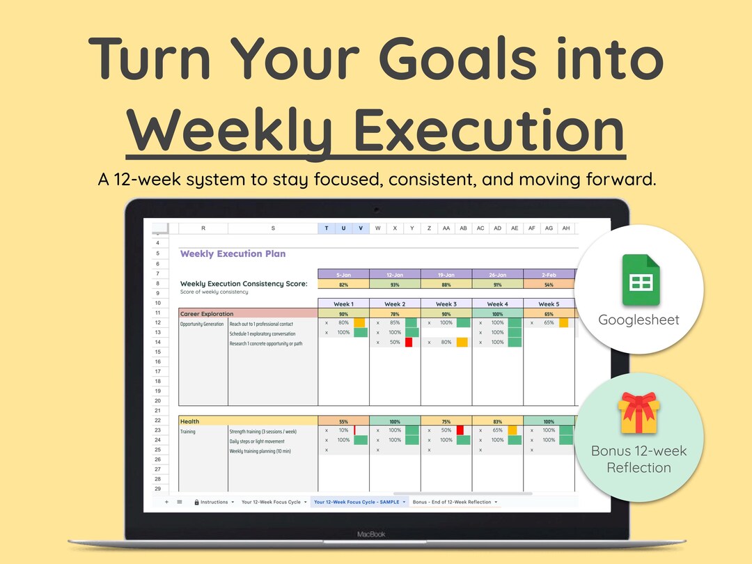 12-week Goal Planning System for Weekly Execution - Etsy