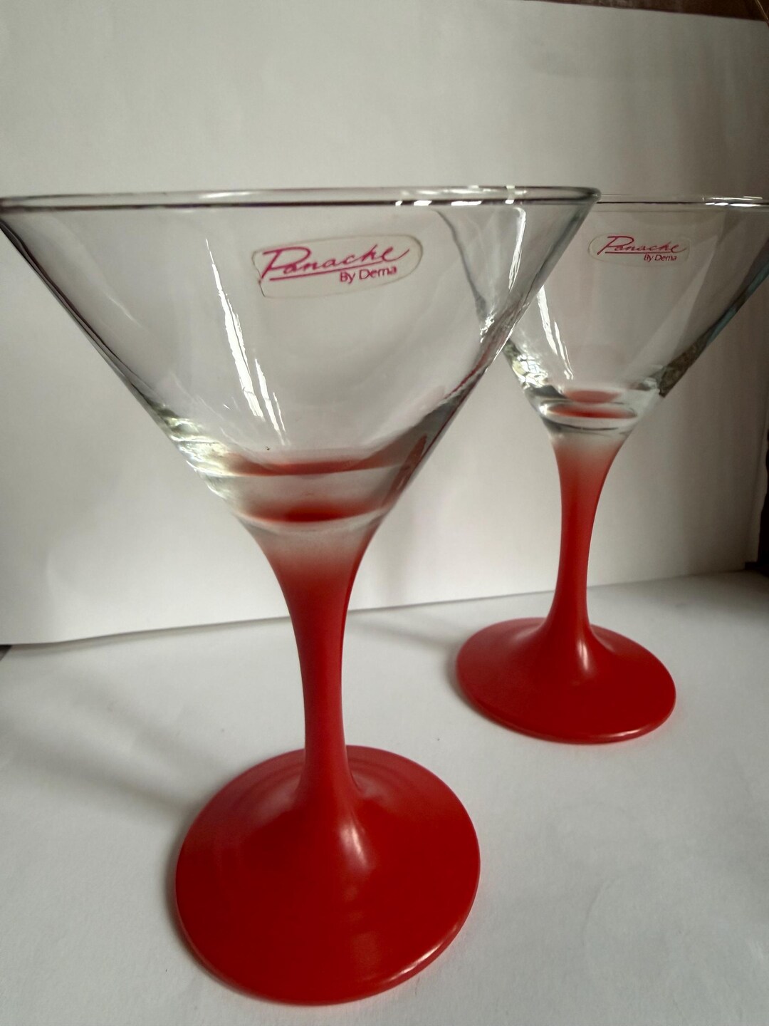 Pair of Vintage Panache by Dema Red Stem Martini Glasses - Etsy UK