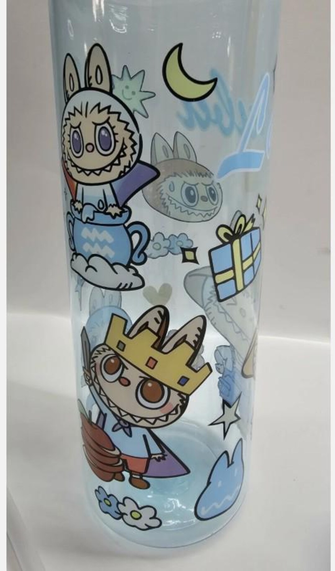 Labubu Water Bottle 700ml Monster Water Drink Bottle W/ Straw Strap ...