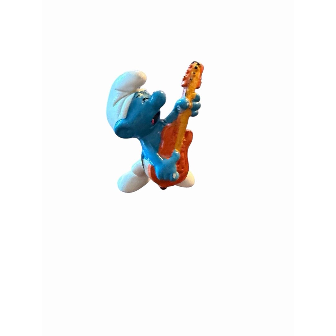 Smurfs 1977 Guitar Smurf Rock N Roll Figure Vintage PVC Toy Music ...