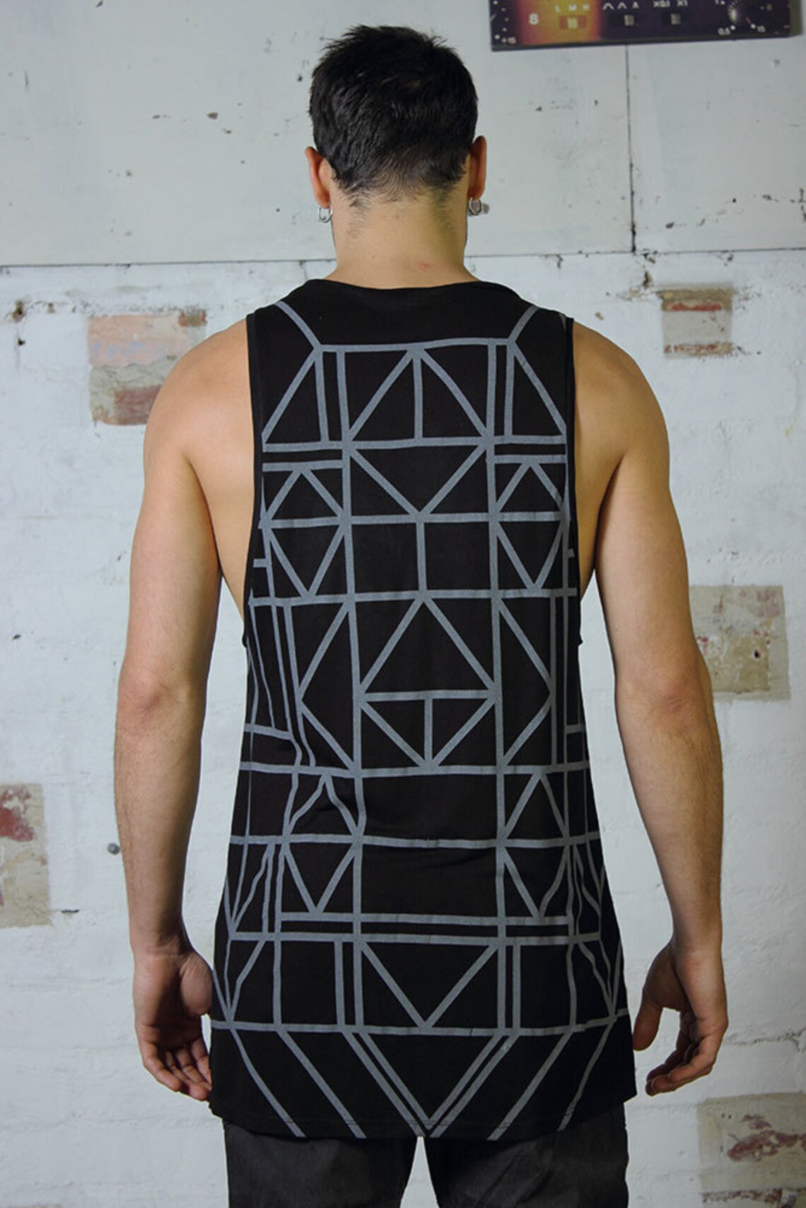 Men's Geo Tank Men's Tank, Black Tank, Geometric Print, Fitted Tank ...