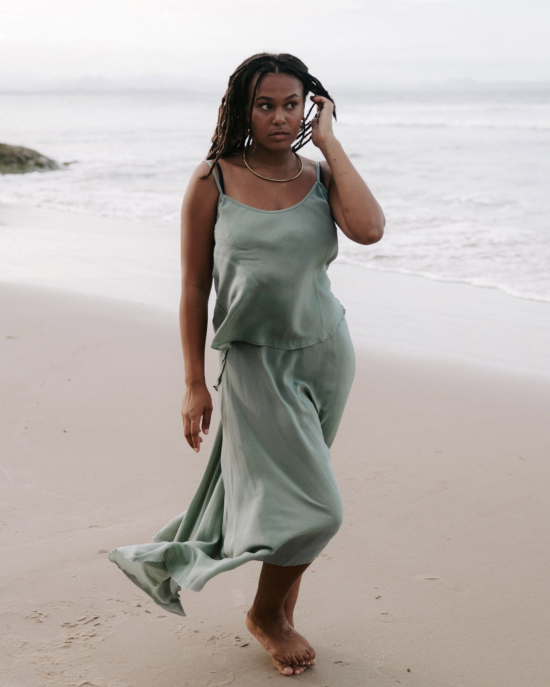 Silk Cami - Ocean, Silk Shirt, Silk Camisole, Green Camisole, Green ...