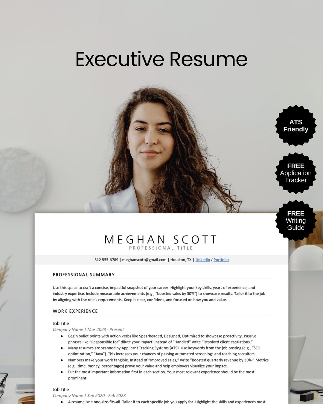 Executive ATS Compatible Resume Modern Design, Human Resources Resume ...