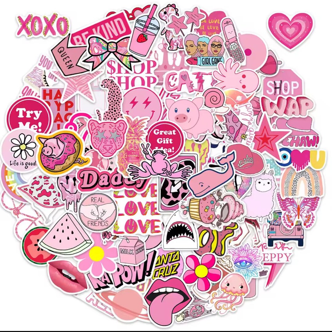 Preppy Pink Stickers – Waterproof Vinyl Decals for Laptops - Etsy