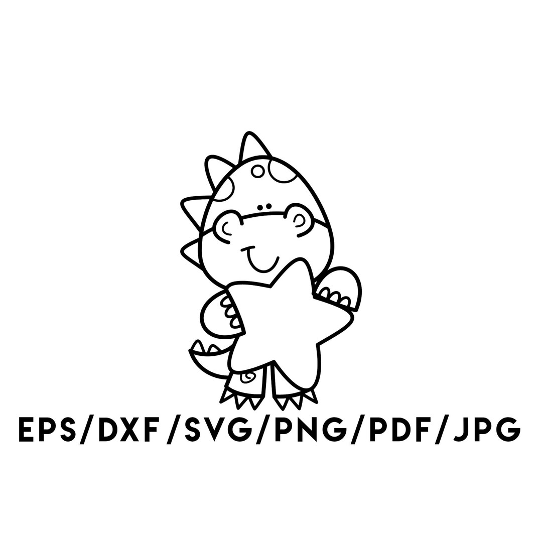 Cute Dinosaur Star Design Instant Download Svg, Eps, Dxf, Png, Pdf, Jpg ...