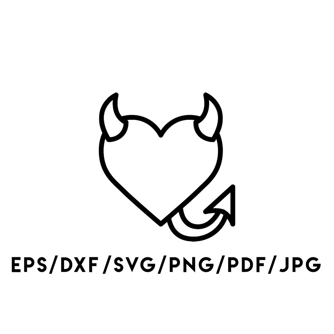 Devil Heart Design Instant Download Svg, Eps, Dxf, Png, Pdf, Jpg ...