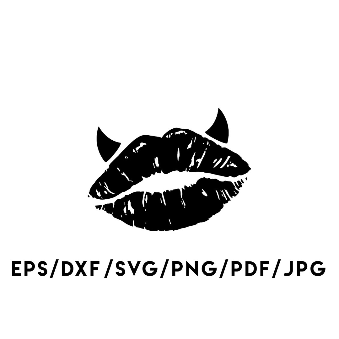 Devil Lips Design Instant Download Svg, Eps, Dxf, Png, Pdf, Jpg Digital ...