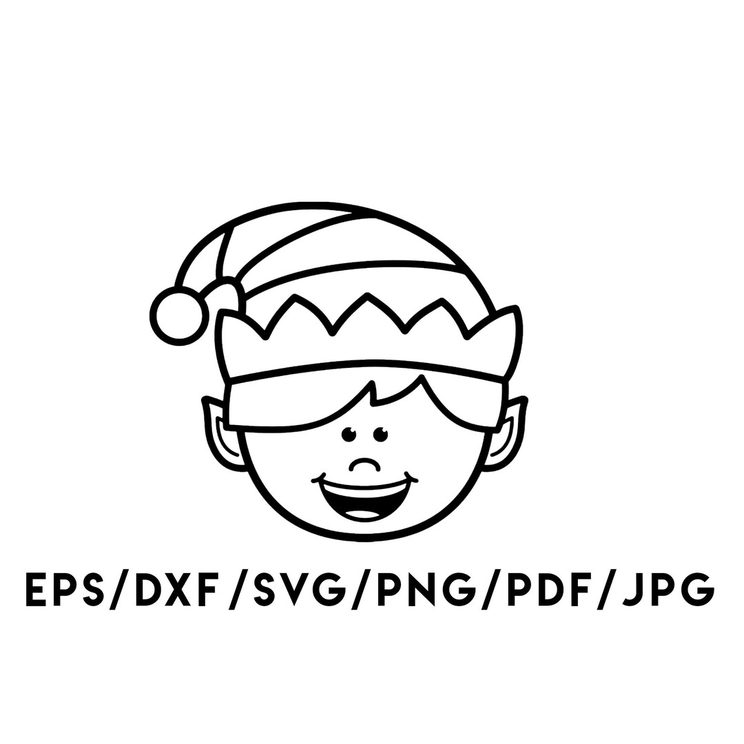 Christmas Happy Elf Design Instant Download Svg, Eps, Dxf, Png, Pdf ...