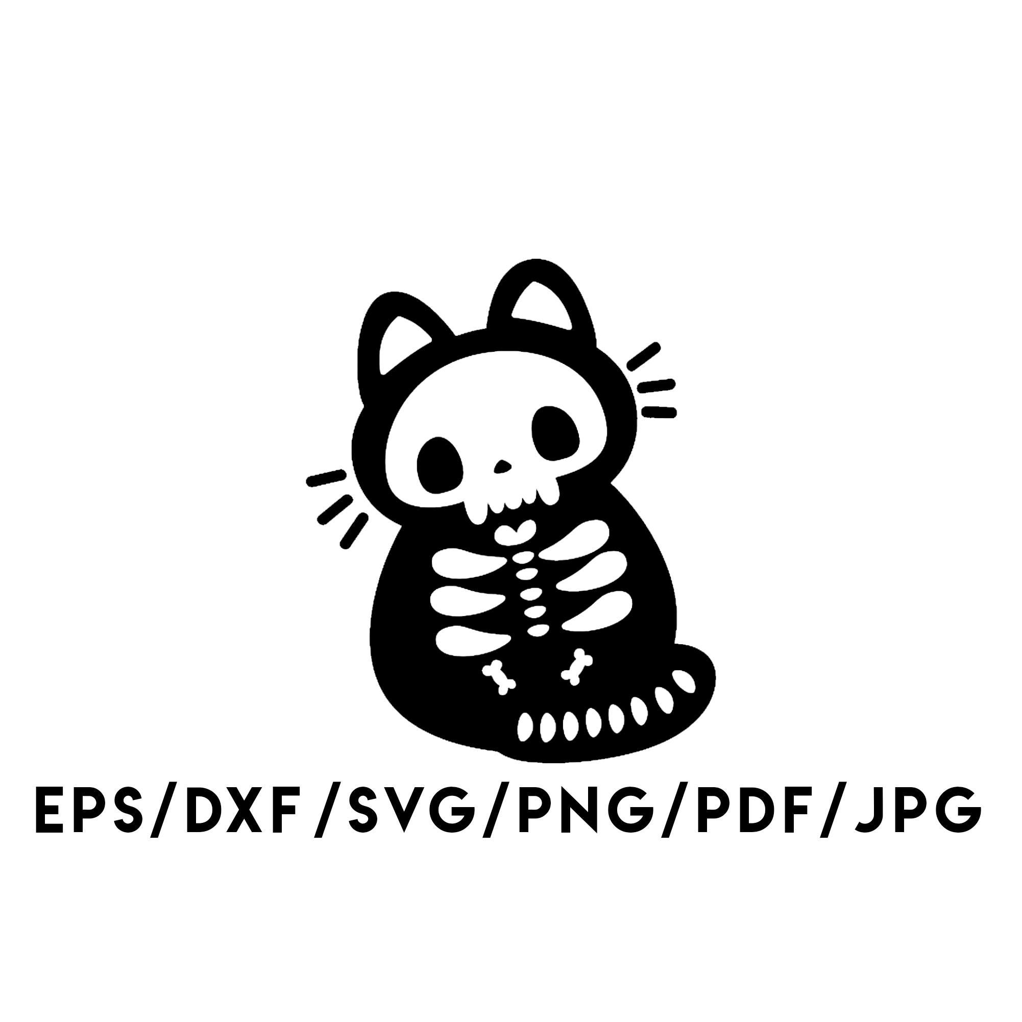 Halloween Skeleton Kitty Design Instant Download Svg, Eps, Dxf, Png ...