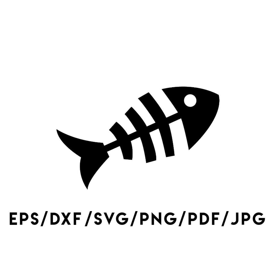 Fishbone Silhouette Design Instant Download Svg, Eps, Dxf, Png, Pdf ...