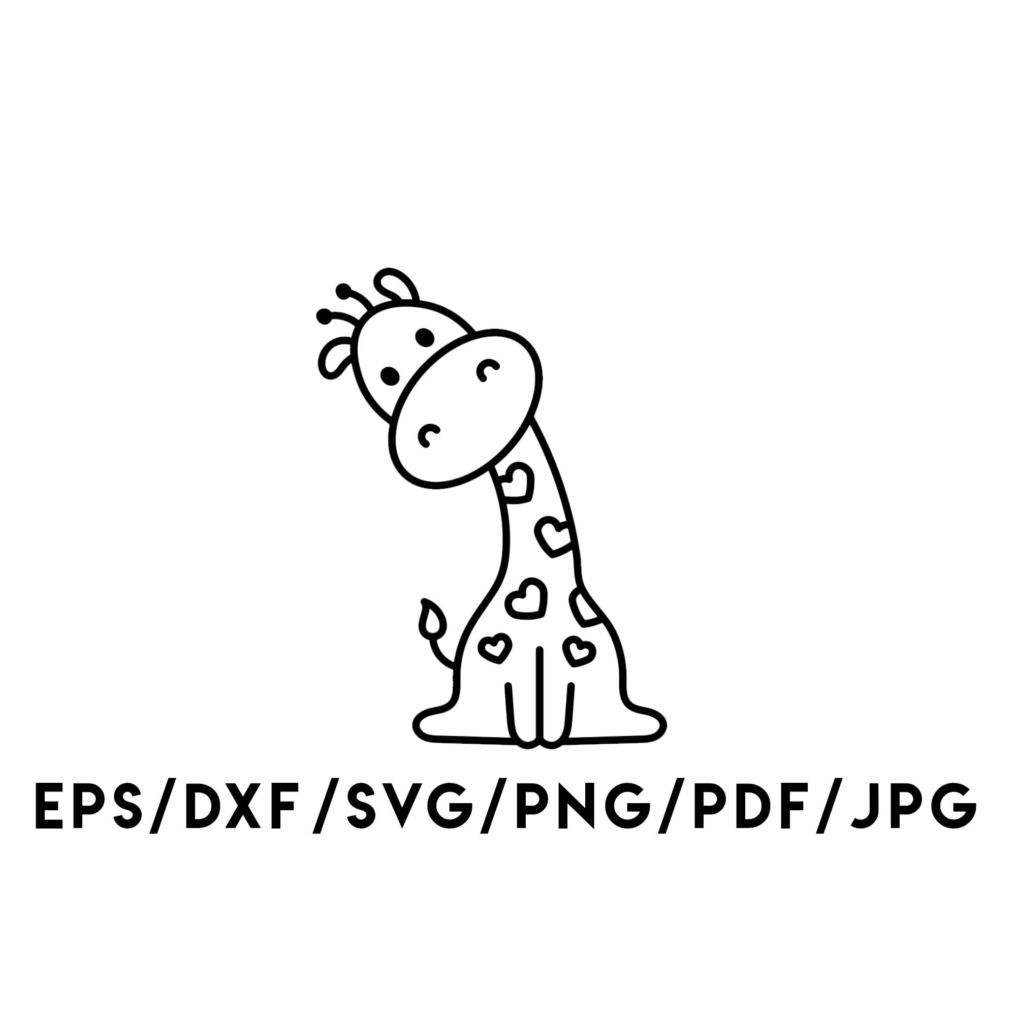 Cute Love Giraffe Design Instant Download Svg, Eps, Dxf, Png, Pdf, Jpg ...