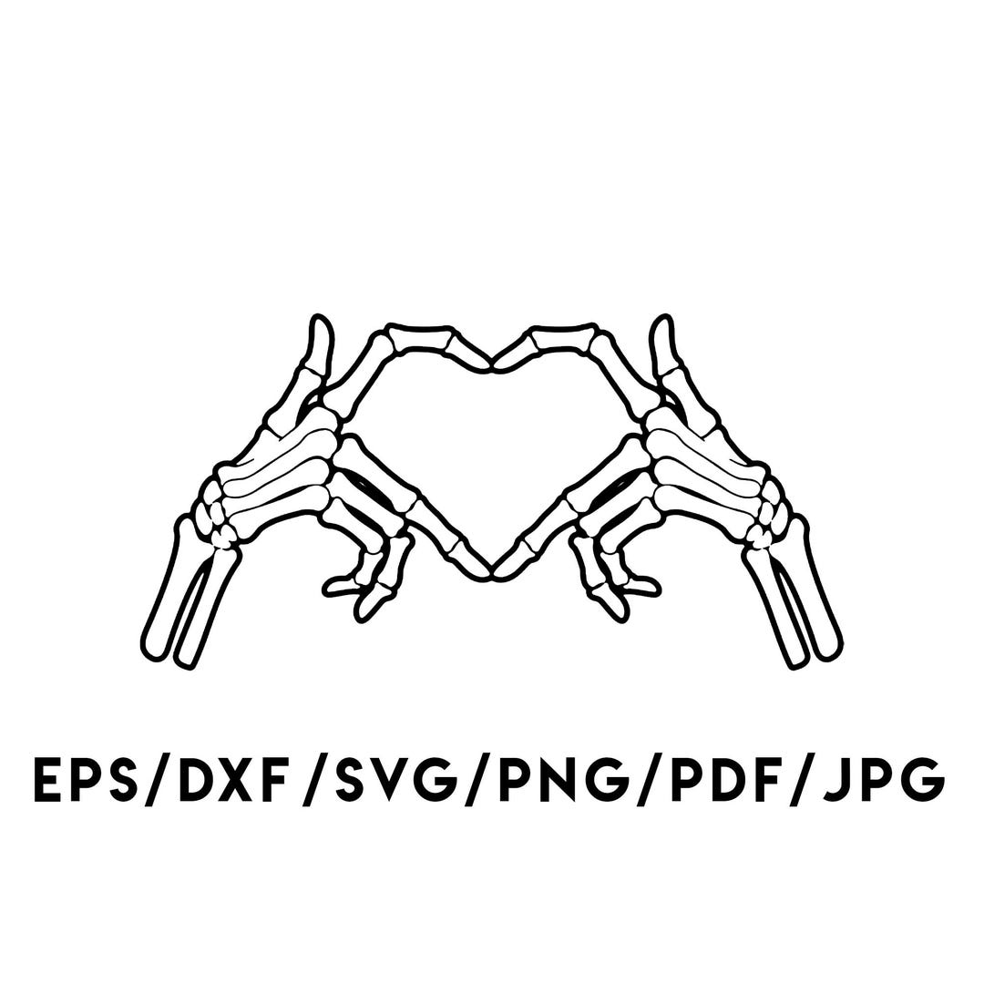 Skeleton Heart Hand Design Instant Download Svg, Eps, Dxf, Png, Pdf ...