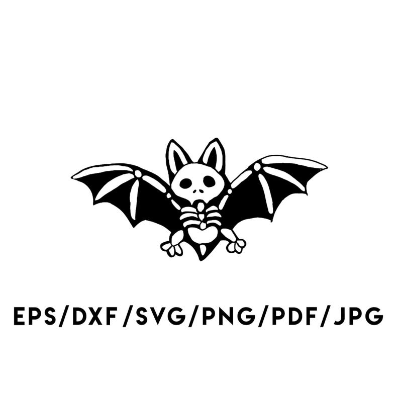 Skeleton Bat Design Instant Download Svg, Eps, Dxf, Png, Pdf, Jpg ...