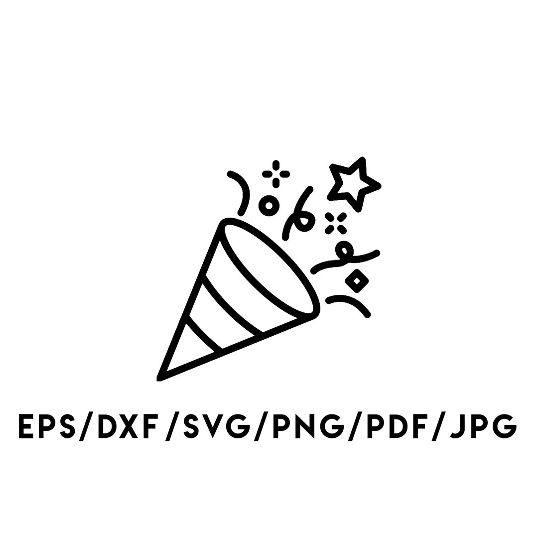 Party Popper Icon Design Instant Download Svg, Eps, Dxf, Png, Pdf, Jpg ...