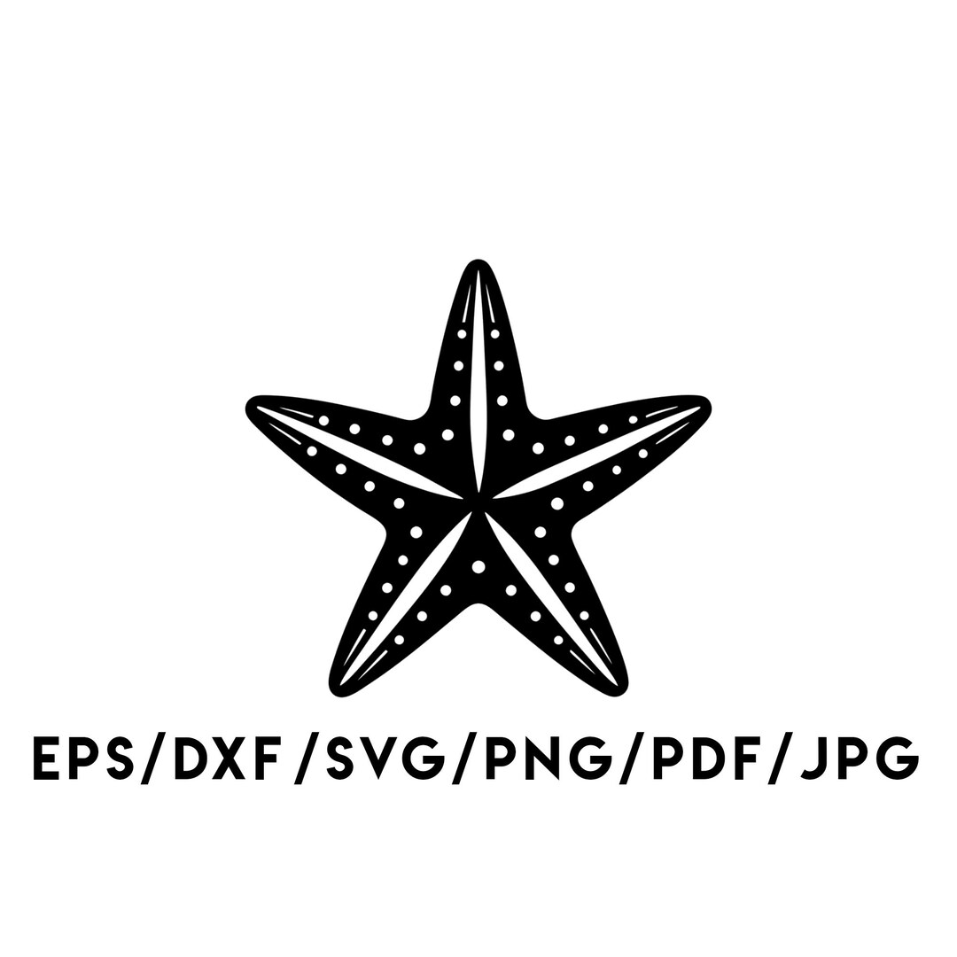 Sea Starfish Design Instant Download Svg, Eps, Dxf, Png, Pdf, Jpg ...