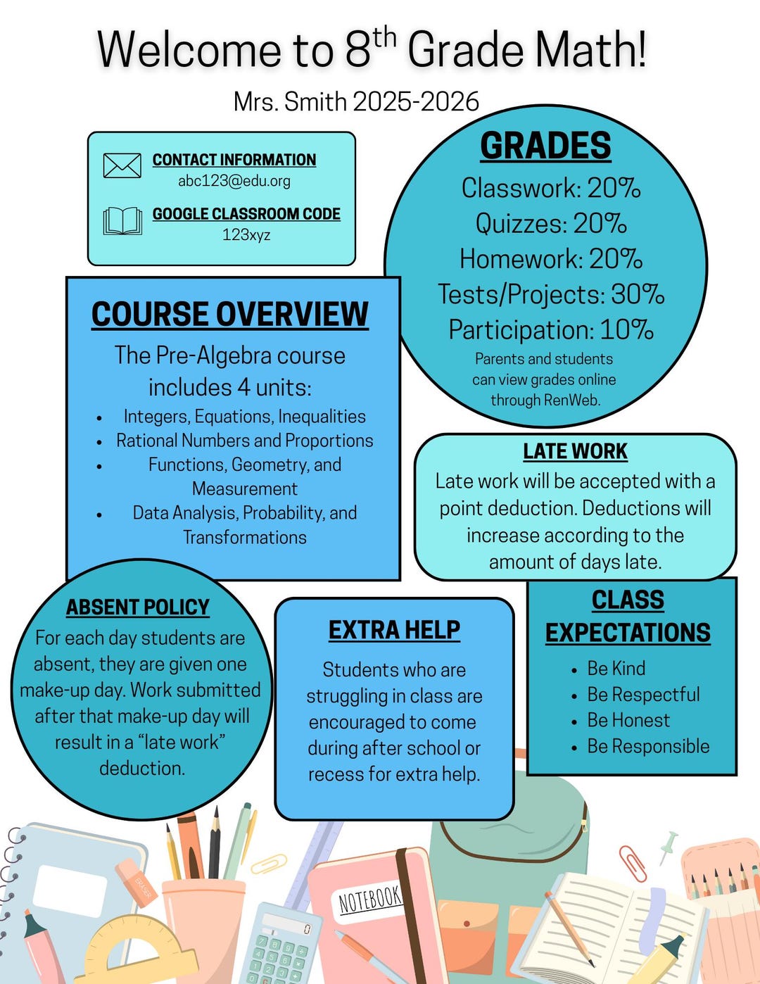 Editable Back to School Syllabus Template: Teacher Download (canva Edit ...