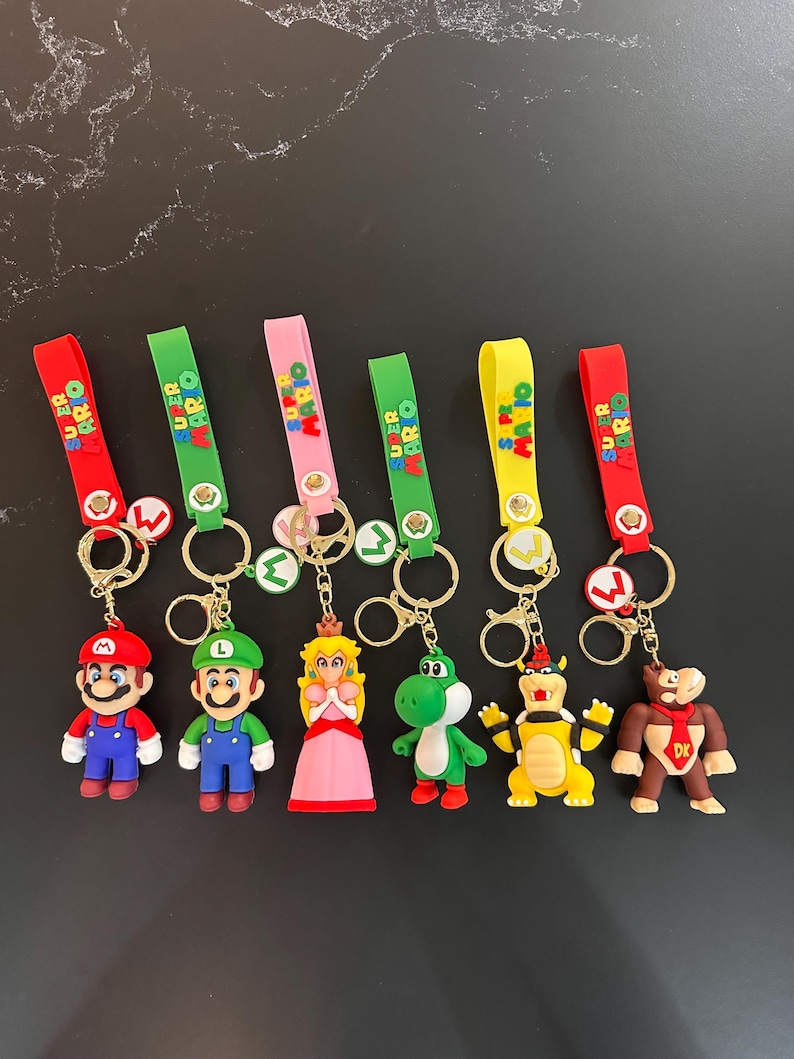 Super Mario Keychain Set, Nintendo Character Keyrings - Etsy