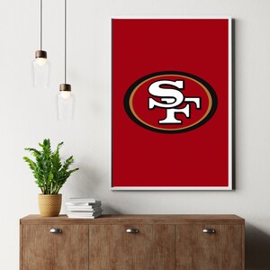 San Francisco 49ers Inspired Wall Art Red Gold Football Decor Digital ...