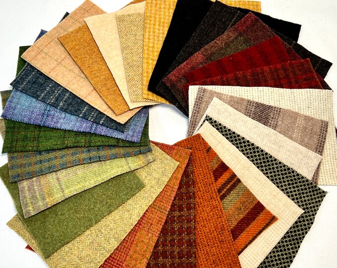 Primitive Garden Wool Pack, 26 Small Wool Pieces for Applique and Craft ...