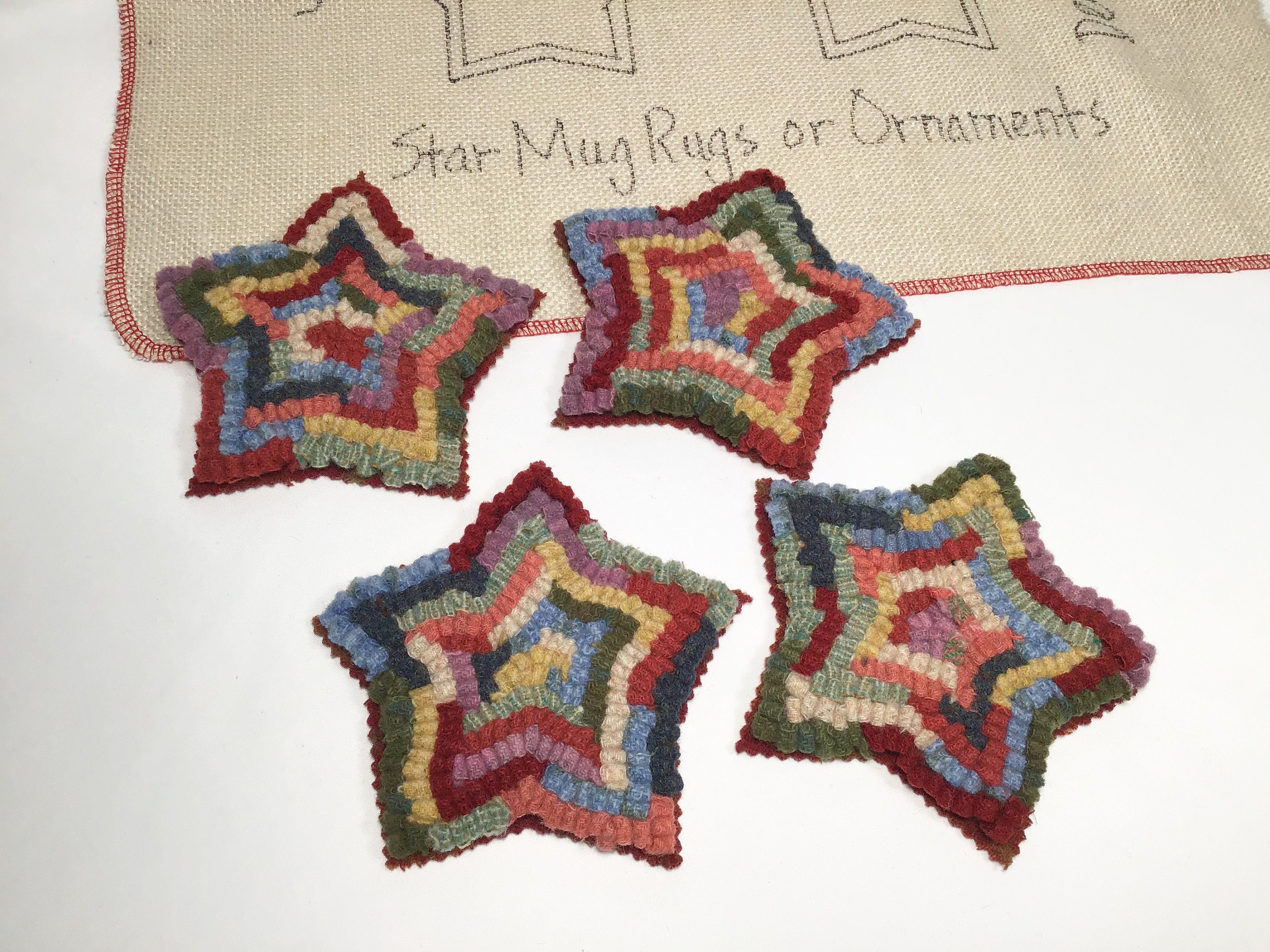 Rug Hooking PATTERN, Star Mug Rugs, J857, Folk Art Stars Coasters, DIY ...