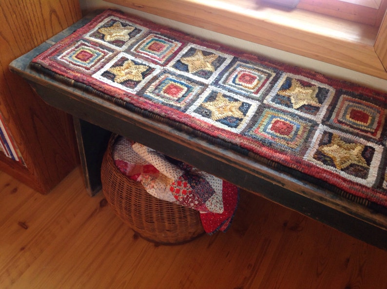 Rug Hooking PATTERN, Stars and Log Cabins Runner, Geometric Design, 12 ...