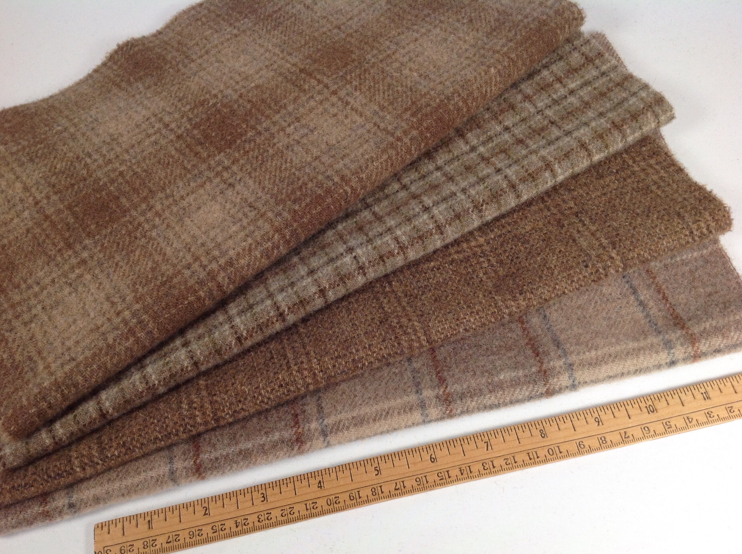 Walnut Shells, 4) Fat Eighths, Mill Dyed Wool Fabric for Rug Hooking ...