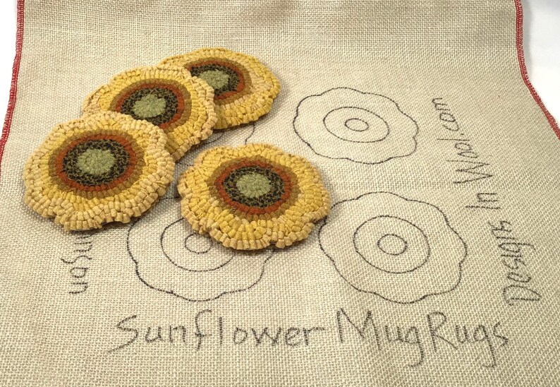 Rug Hooking PATTERN Sunflower Mug Rugs J821 | Etsy