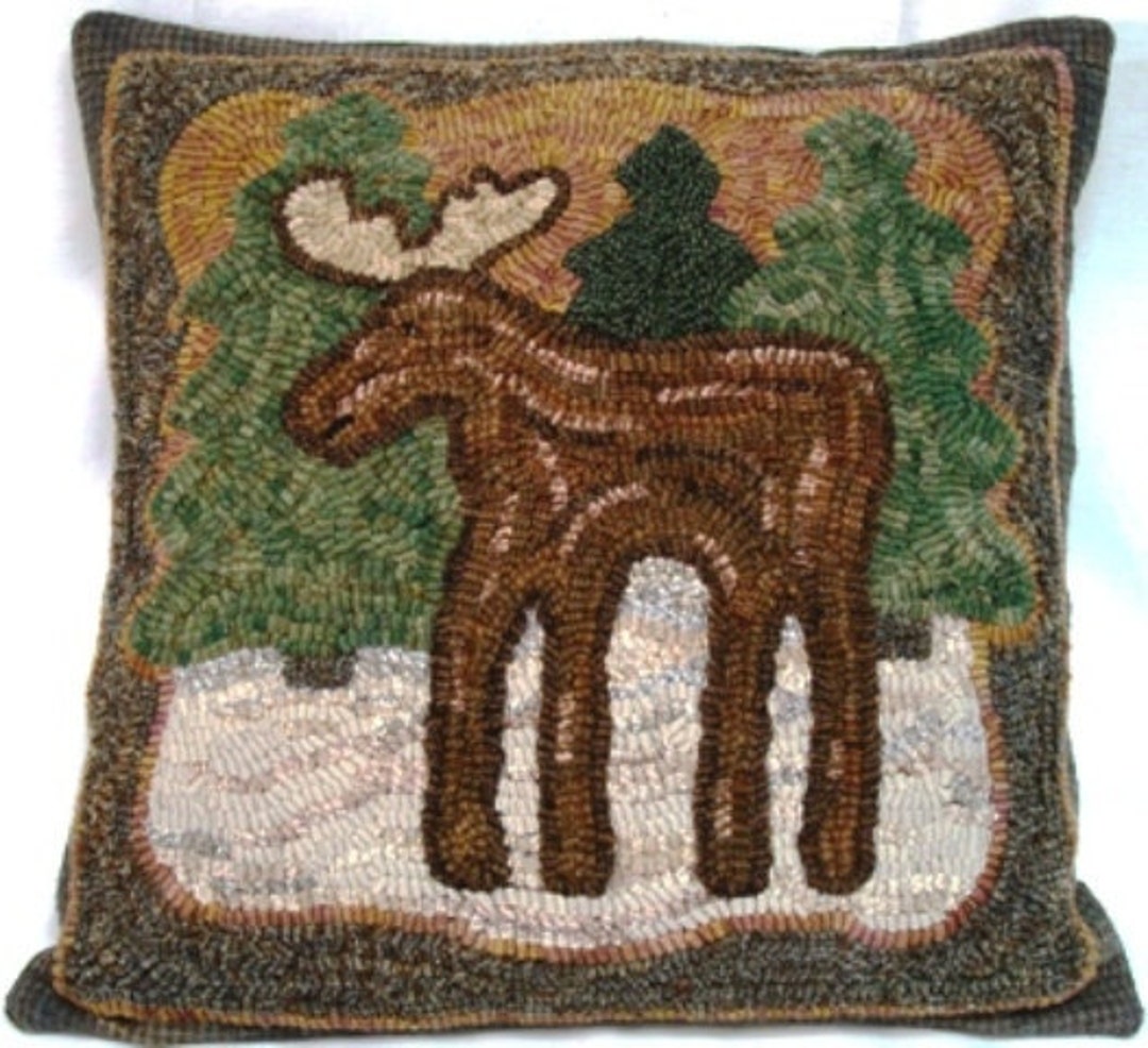 Rug Hooking PATTERN, Pinewoods Moose, 16" X 16", P211, DIY Primitive ...