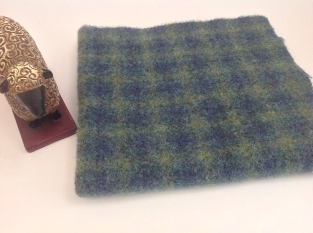 Sea Blue Check, Wool fabric for Rug Hooking and Applique Wool, Select-a ...