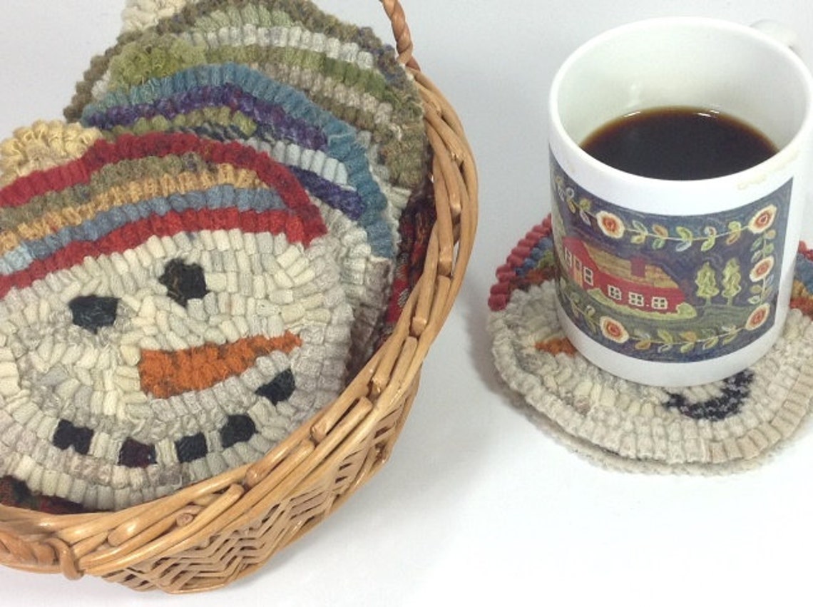 Rug Hooking PATTERN Snowmen Mug Rugs P155 Primitive Snowmen - Etsy Canada