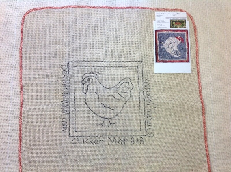 Rug Hooking PATTERN, Chicken Mat, 8 x 8, P102, Folk Art Chicken Design