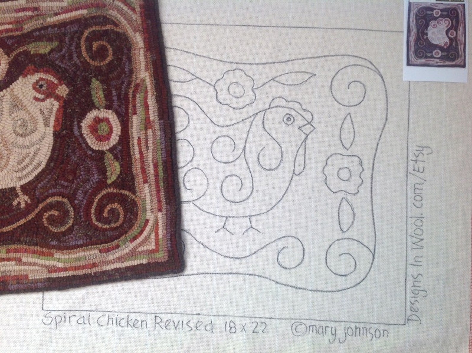 Rug Hooking PATTERN Revised Spiral Chicken 18 X - Etsy