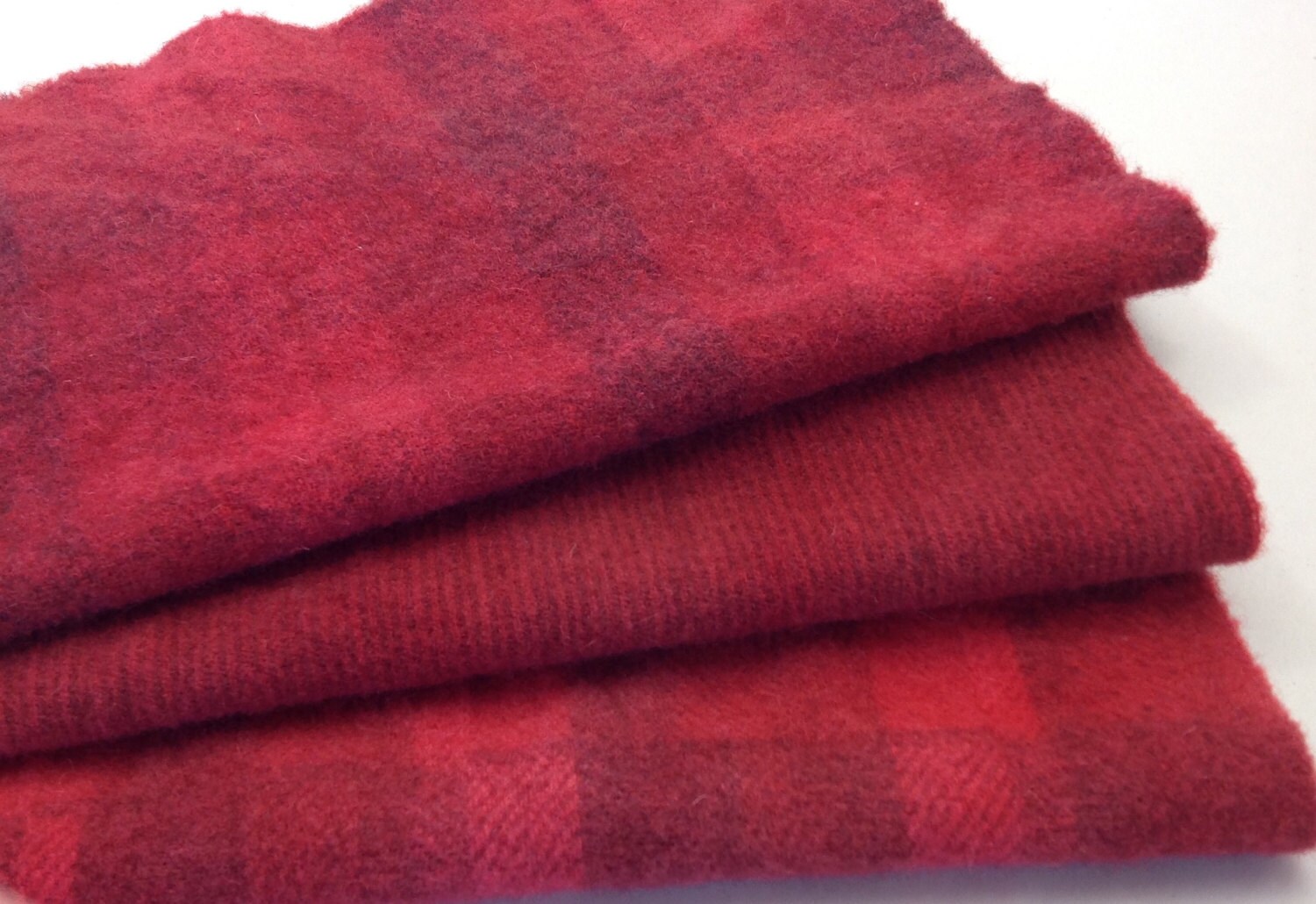 Crimson Trio, 3) Fat 1/8ths, Hand Dyed Wool Fabric, W311, Crimson Red ...