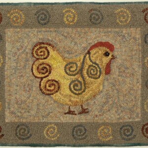 Rug Hooking PATTERN, Spiral Chicken, 16" X 20", P103, DIY Primitive Rug ...