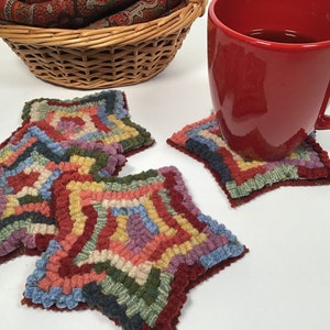 Star Mug Rugs, KIT or Wool Pack, WP226, DIY Mug Rugs or Ornaments ...